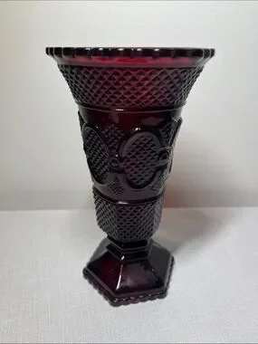 Avon | Accents | Avon Cade Cod Ruby Red Pressed Glass Decorative Vase ...
